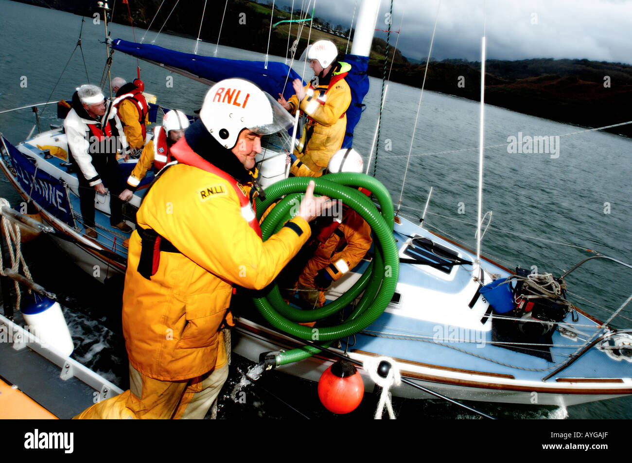 An RNLI rescue training exercise off the north devon coast Stock Photo ...