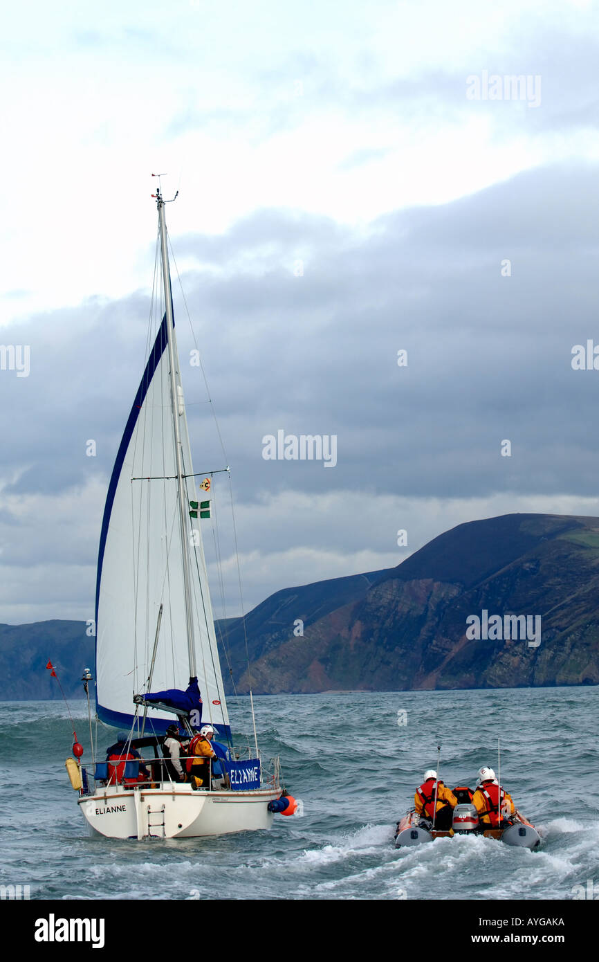 an RNLI rib in action during exercise off the north devon coast ...