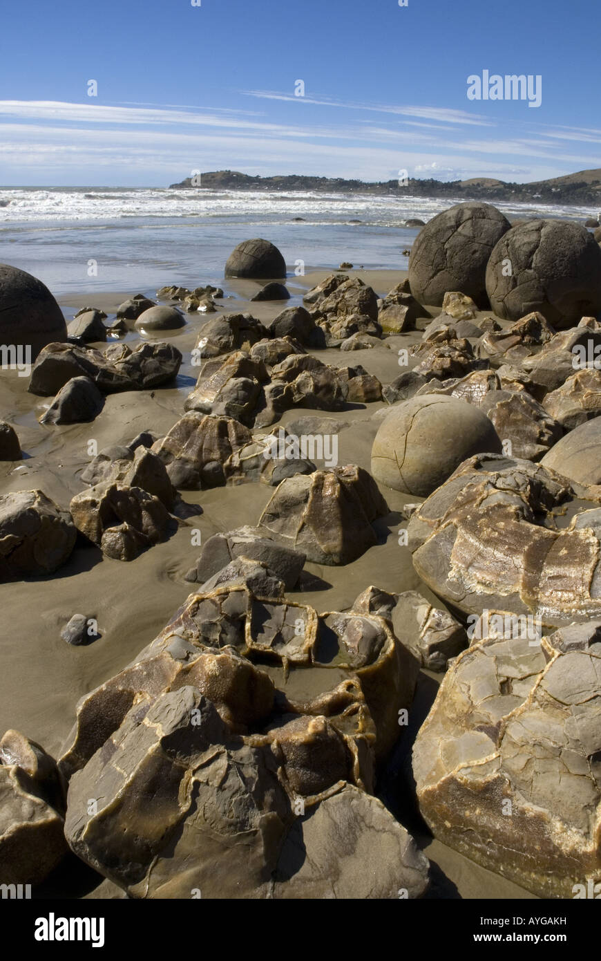 The Moeraki Boulders on the Pacific Coast of the south island of New ...