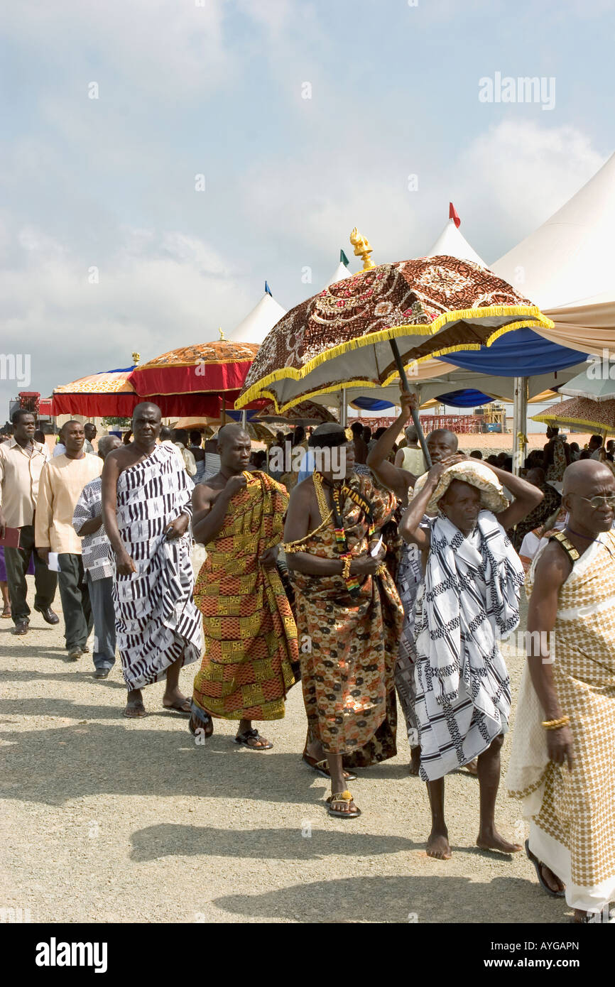 Ghanaian Chiefs, elders and retinue arriving for a celebration, Western ...