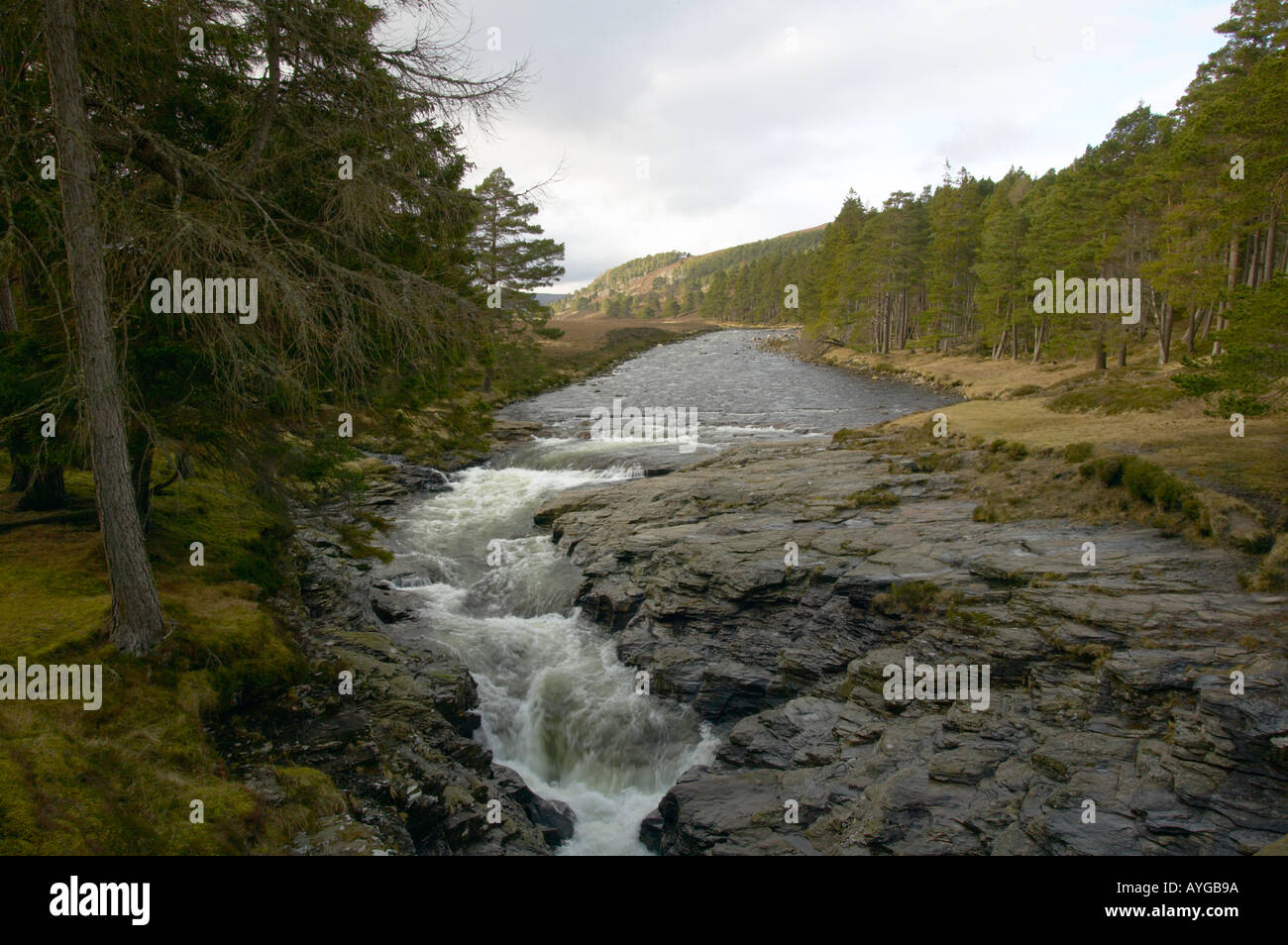 River Dee and waterfall at Linn of Dee Scottish Highlands Perthshire ...