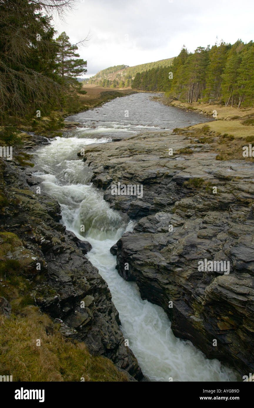 River Dee and waterfall at Linn of Dee Scottish Highlands Perthshire ...