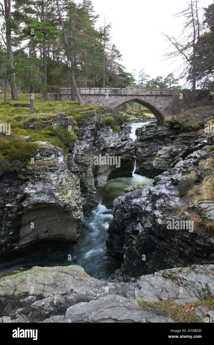 River Dee and waterfall at Linn of Dee Scottish Highlands Perthshire ...