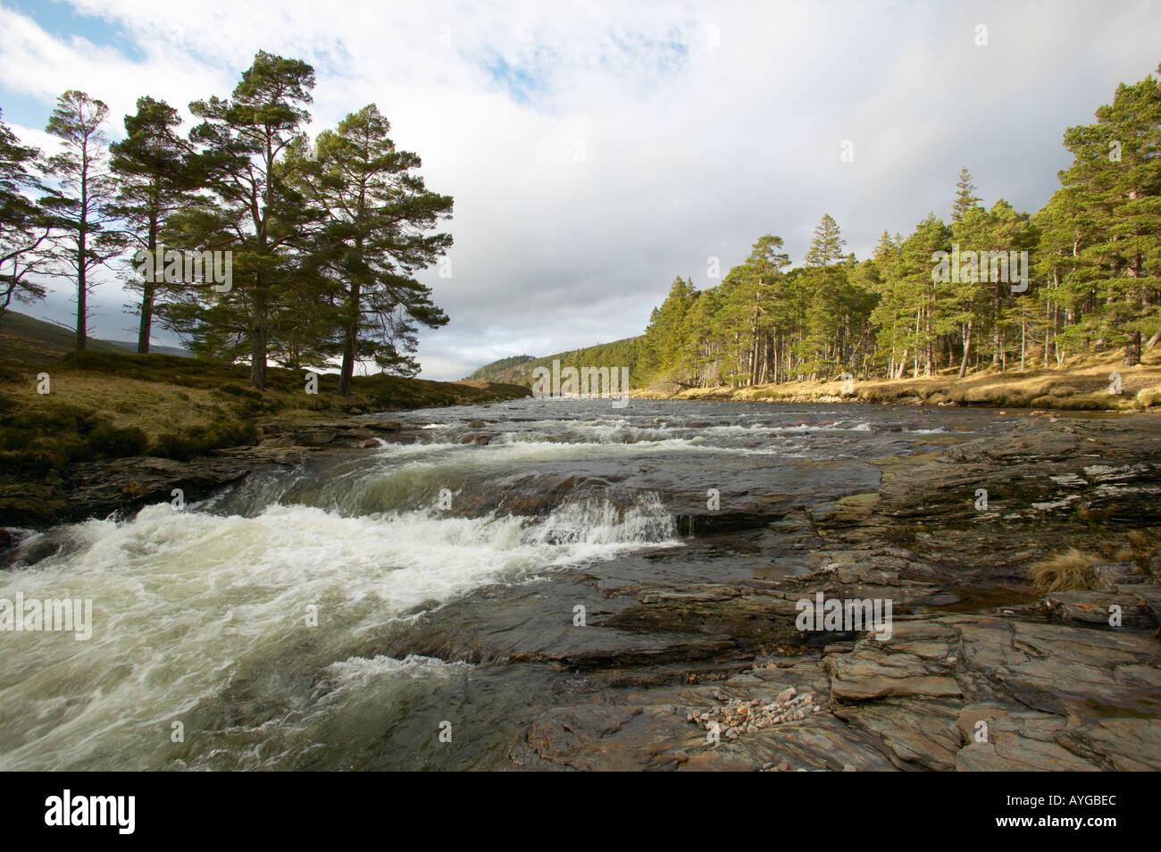 River Dee and waterfall at Linn of Dee Scottish Highlands Perthshire ...