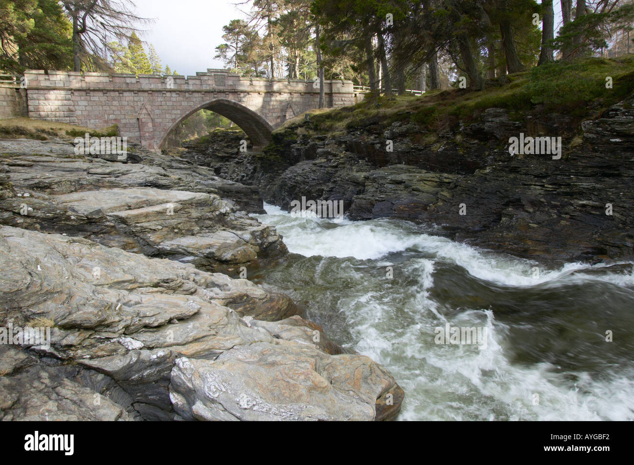 River Dee and waterfall at Linn of Dee Scottish Highlands Perthshire ...