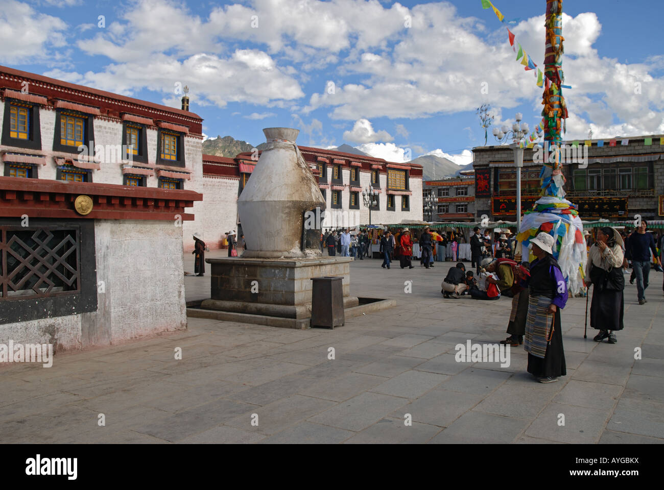 Pilgrim in front of the Jokhang Temple in Lhasa, Tibet Stock Photo - Alamy