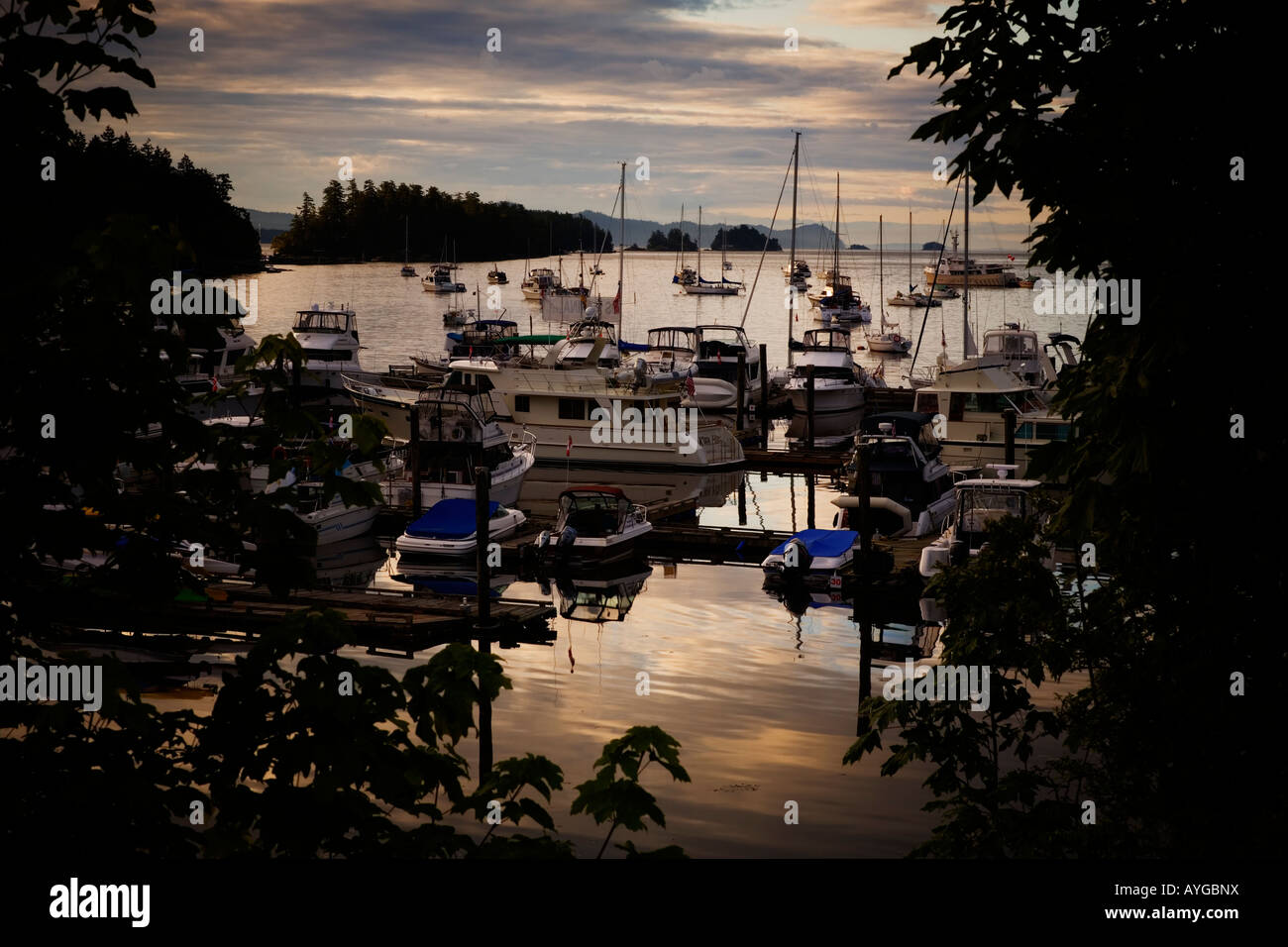 sunrise on Ganges marina in Saltspring Island bc Stock Photo - Alamy