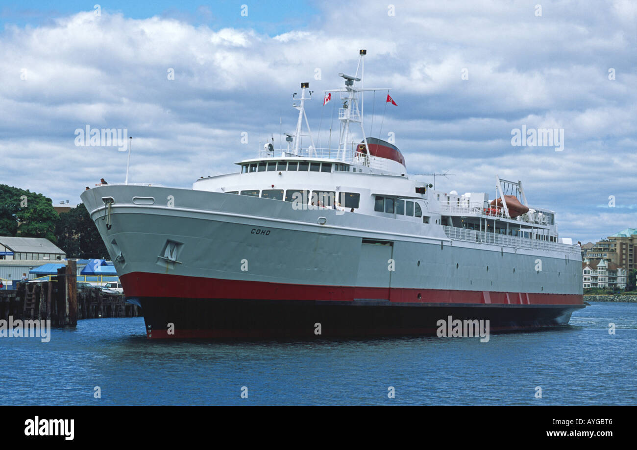 The vintage American ferry Coho at Victoria, British Columbia, arriving ...