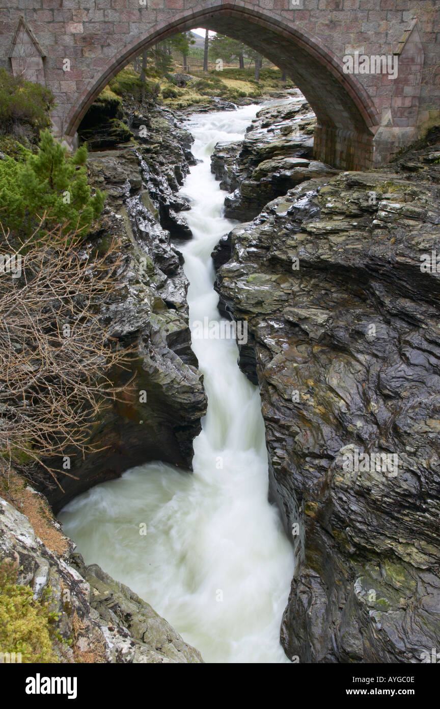 River Dee and waterfall at Linn of Dee Scottish Highlands Perthshire ...