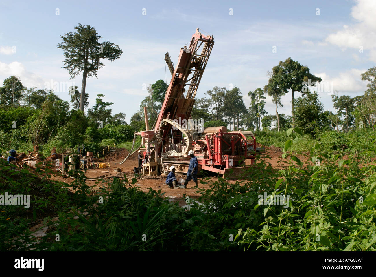 Exploration core drilling with RC drill rig in bush, surface gold mine ...