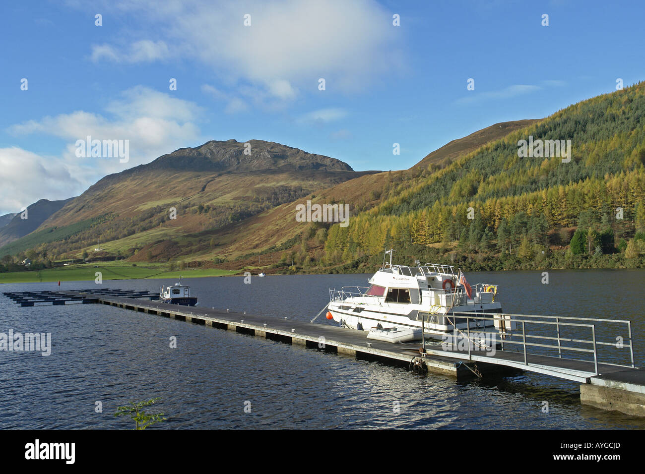 A peaceful sunny autumn view of Laggan locks in the Great Glen of ...