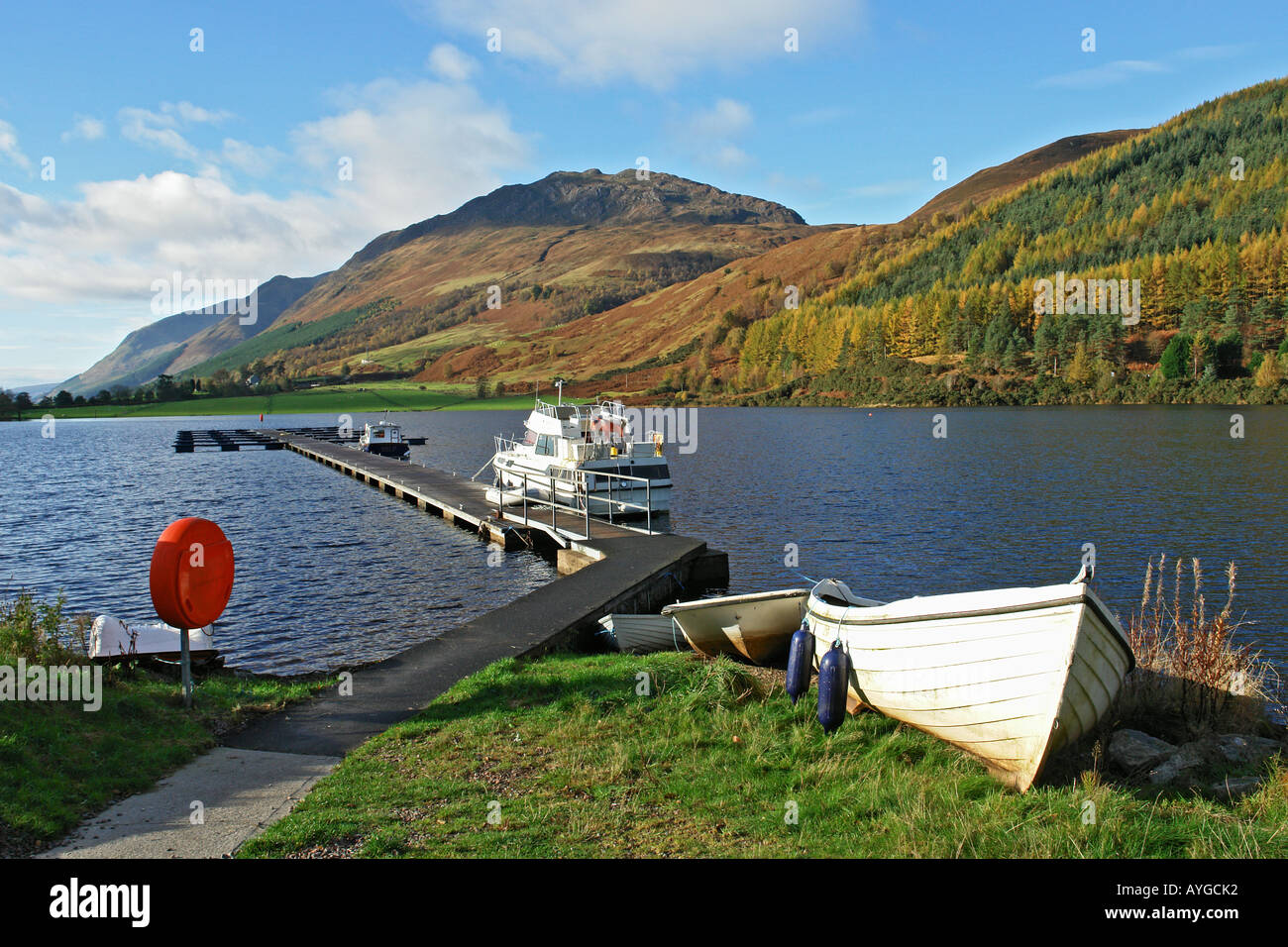 A peaceful sunny autumn view of Laggan locks in the Great Glen of ...