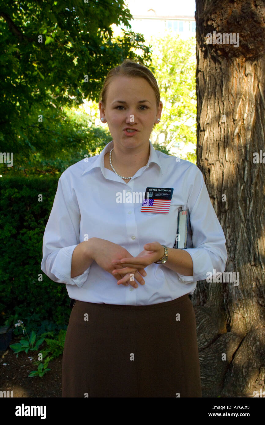 Mormon Missionary Giving a Tour of Temple Square Salt Lake City Utah ...