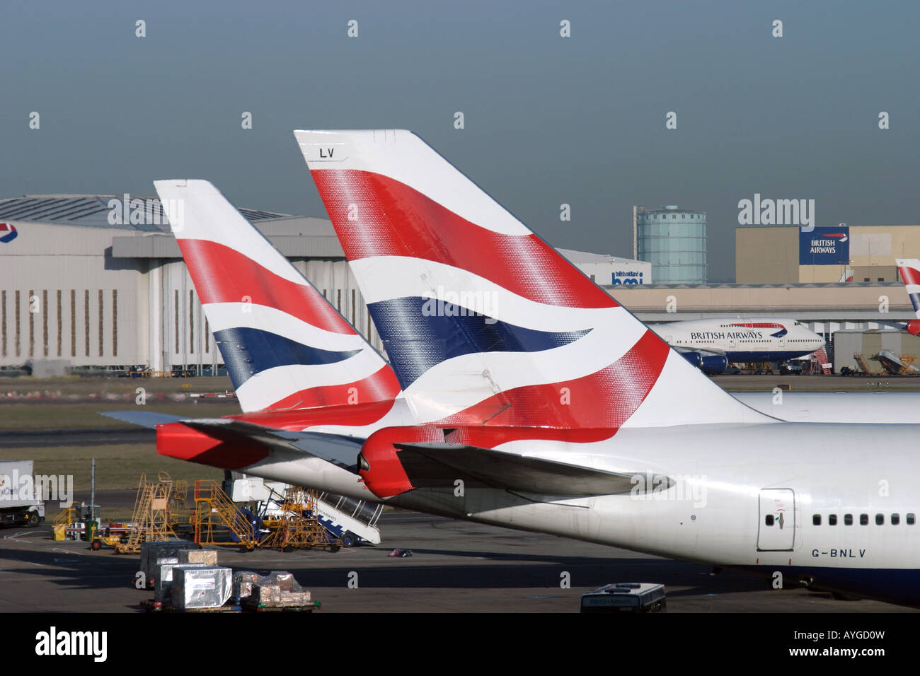 Tail designs of British Airways planes Stock Photo - Alamy