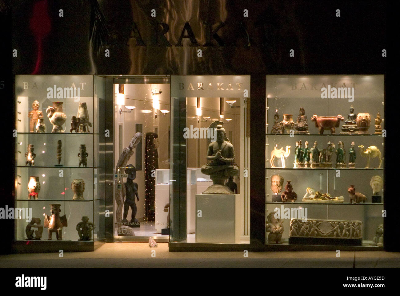 Night view of Barakat window Rodeo Drive Beverly Hills Los Angeles ...