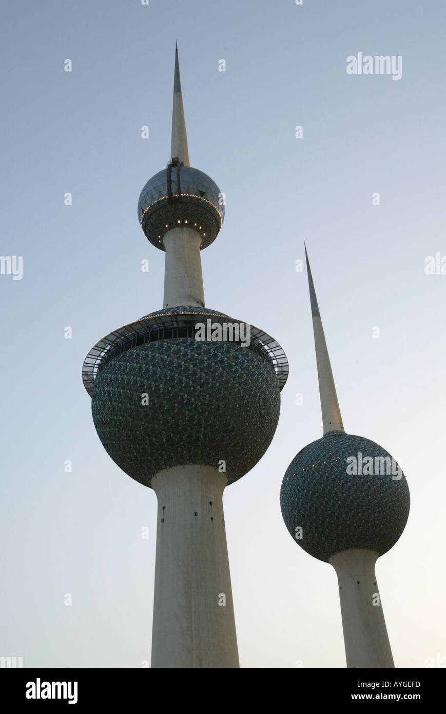 The Kuwait Towers observation deck restaurant and water towers on the ...