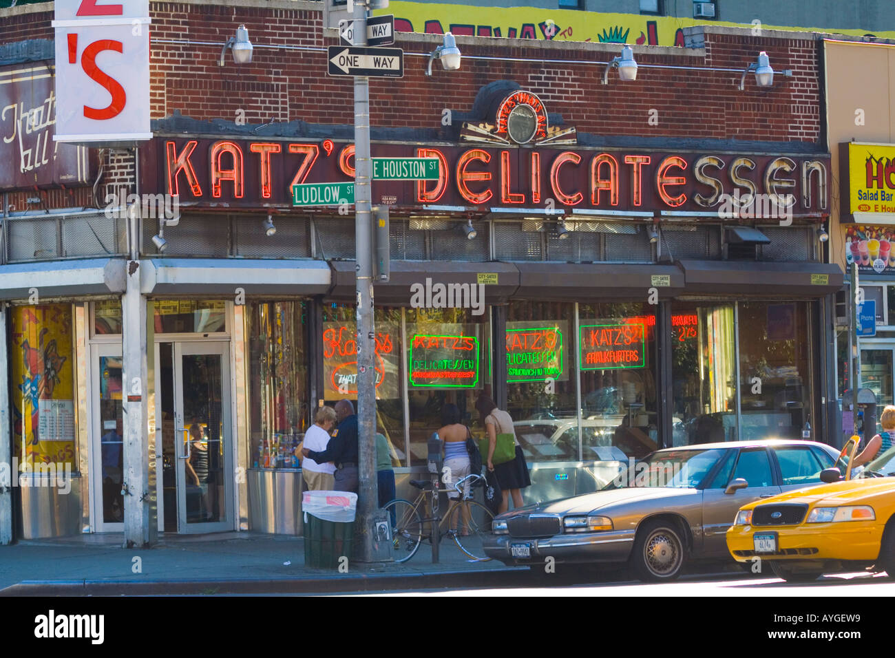 Front of Katz delicatessen with Neon Sign New York City NY USA Stock ...
