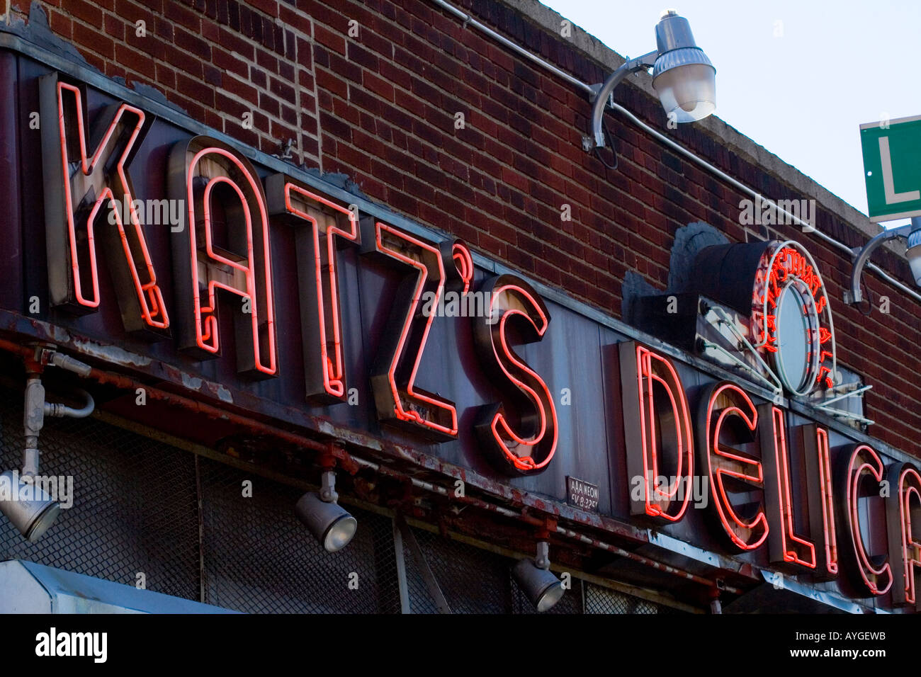 Front of Katz delicatessen with Neon Sign New York City NY USA Stock ...