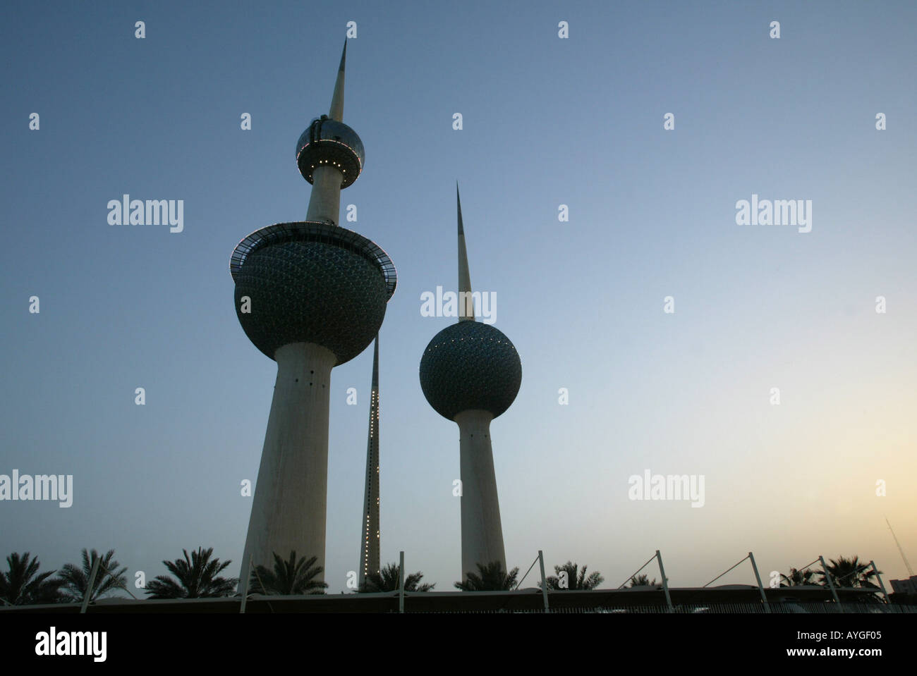 The Kuwait Towers observation deck restaurant and water towers on the ...