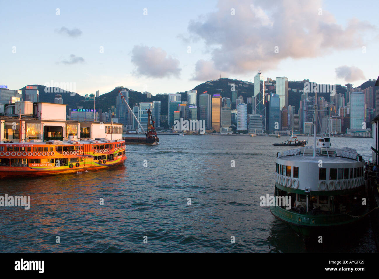 Star Ferry Loads and Unloads Passengers at the Terminal Pier TST Tsim Sha Tsui Kowloon Hong Kong ...