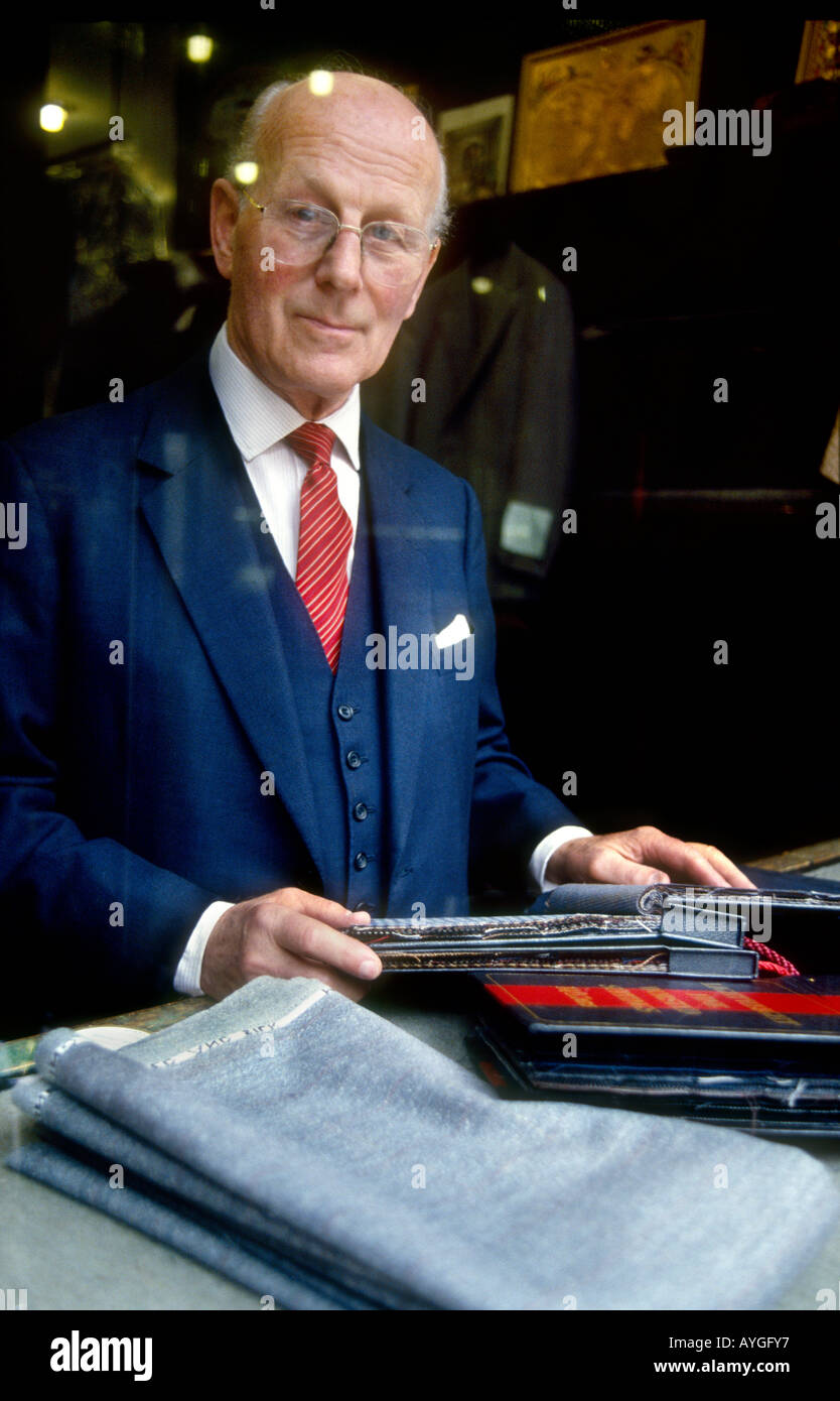 Harry Errington of Errington Whyte Master Tailors inspecting cloth in ...