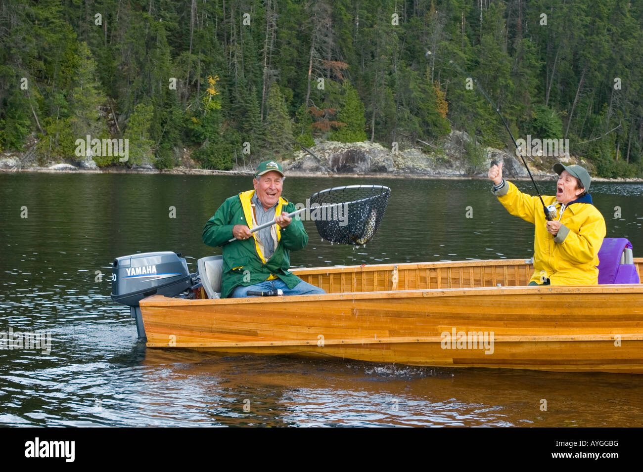 senior couple catching walleye Stock Photo - Alamy