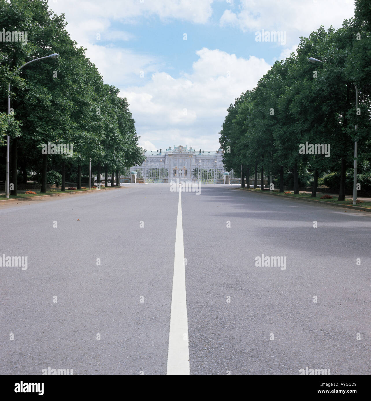 European Building on Road Stock Photo - Alamy