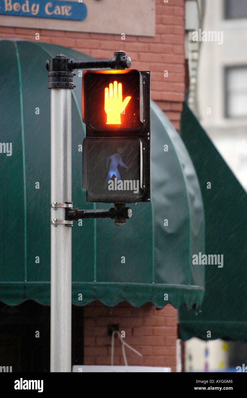 Pedestrian stop sign Stock Photo - Alamy