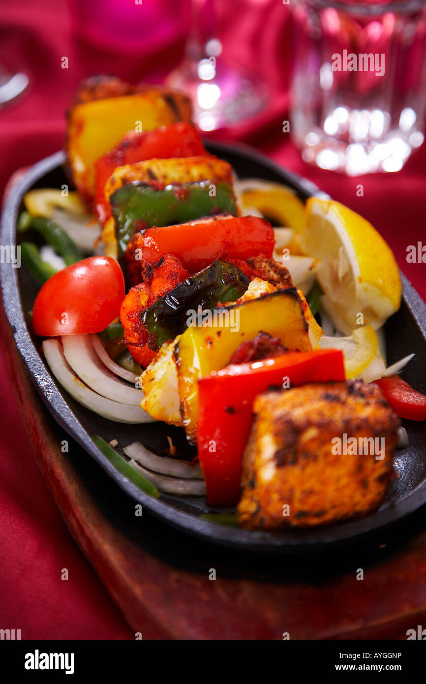 Mixed fish sashlik with cod, king prawn and salmon Stock Photo - Alamy