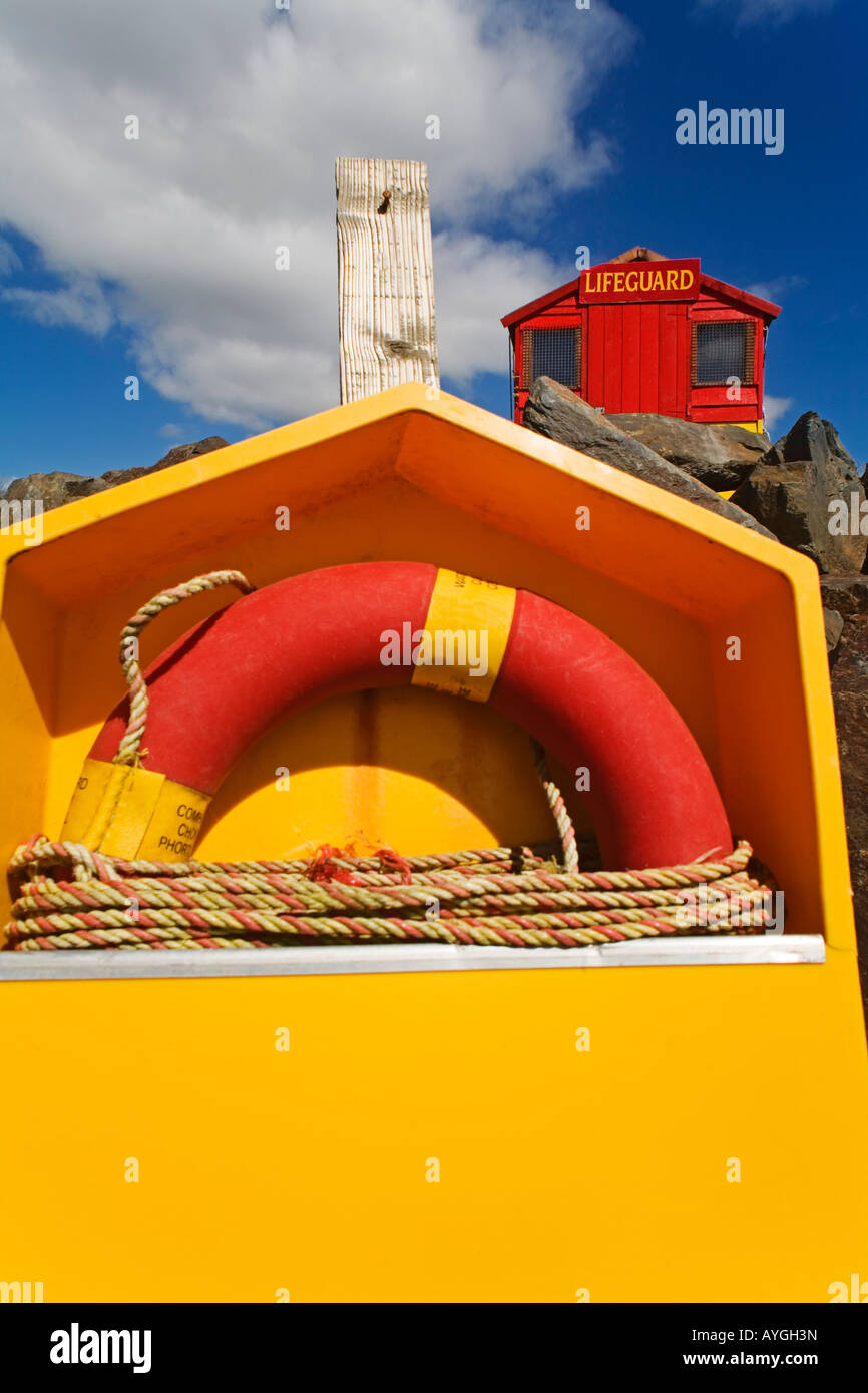 Lifeguard hut on Bunmahon Beach County Waterford Ireland Stock Photo ...