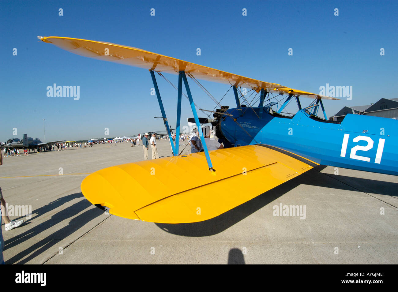 Bi wing airplane of the WW I era at the Air Show at Selfridge Air Force ...