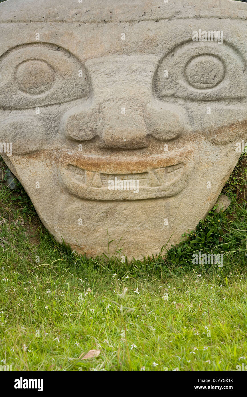 Giant smiling face statue in San Agustin, Colombia Stock Photo - Alamy