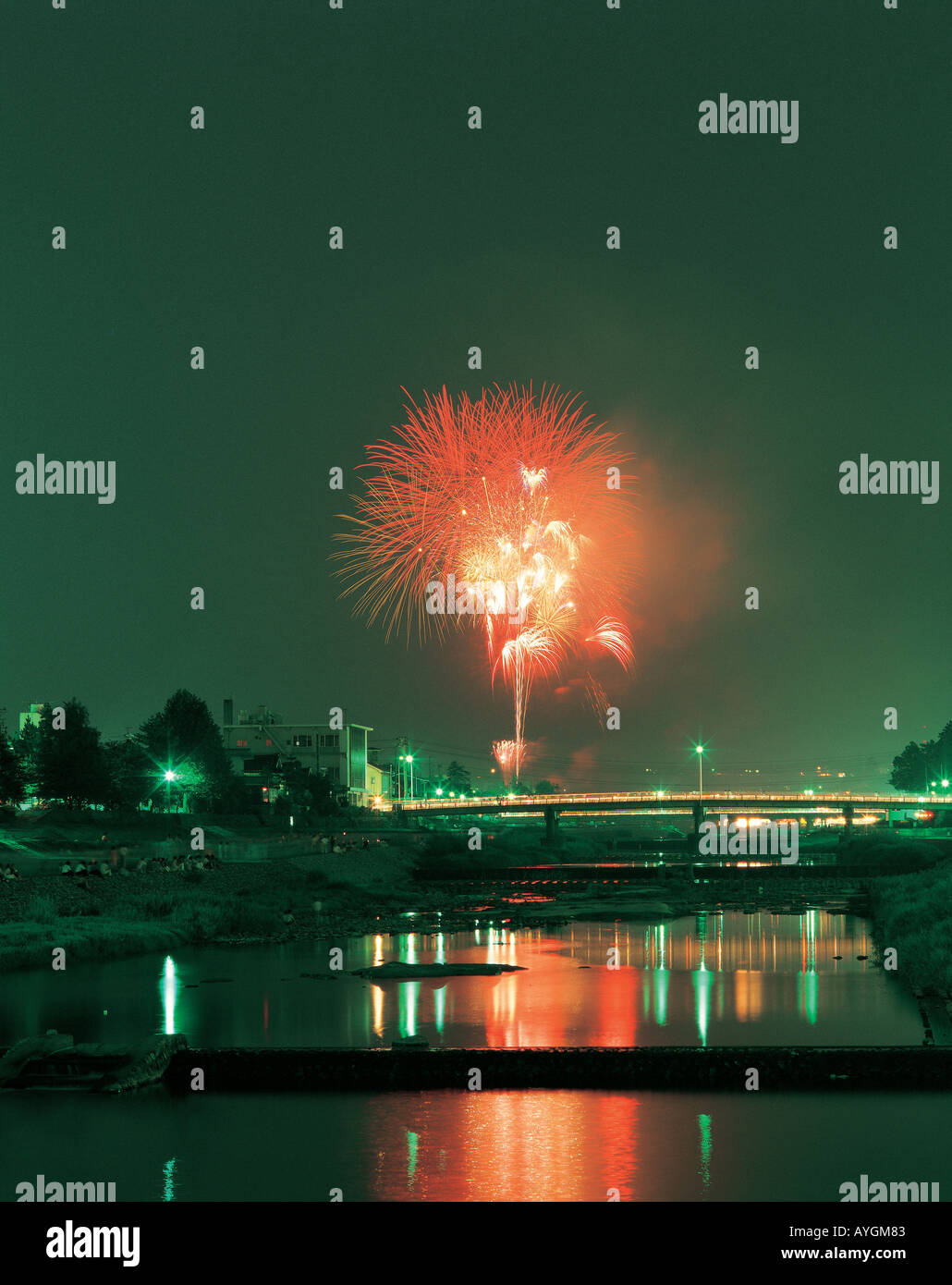 Fireworks above City Stock Photo - Alamy