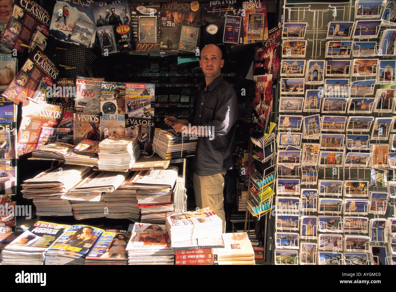 Newsstand with Person Stock Photo - Alamy