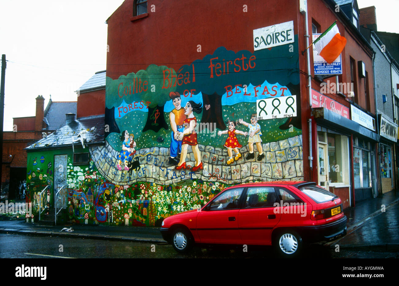 Political street murals in the Catholic area of the Falls Road West ...