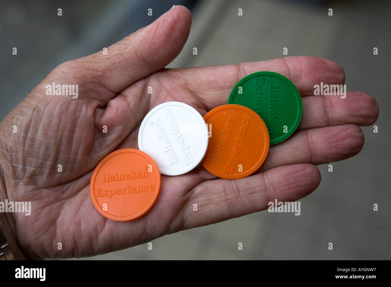 Coloured tokens for drinks and gift Heineken Experience Amsterdam The ...