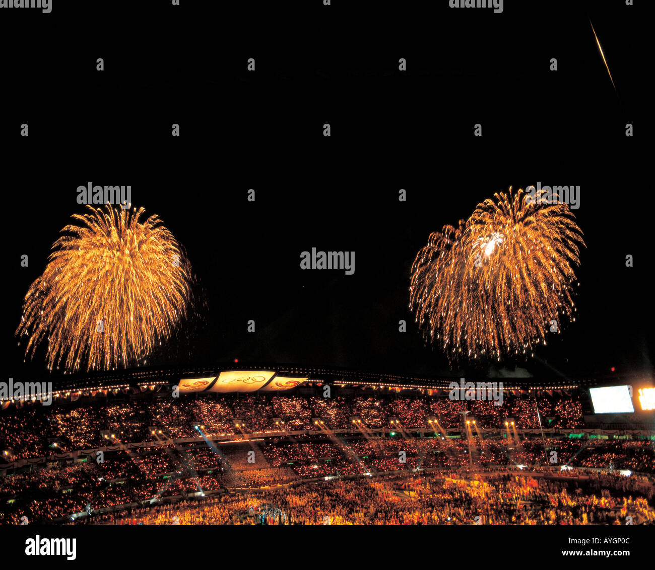 Fireworks at Stadium Stock Photo - Alamy