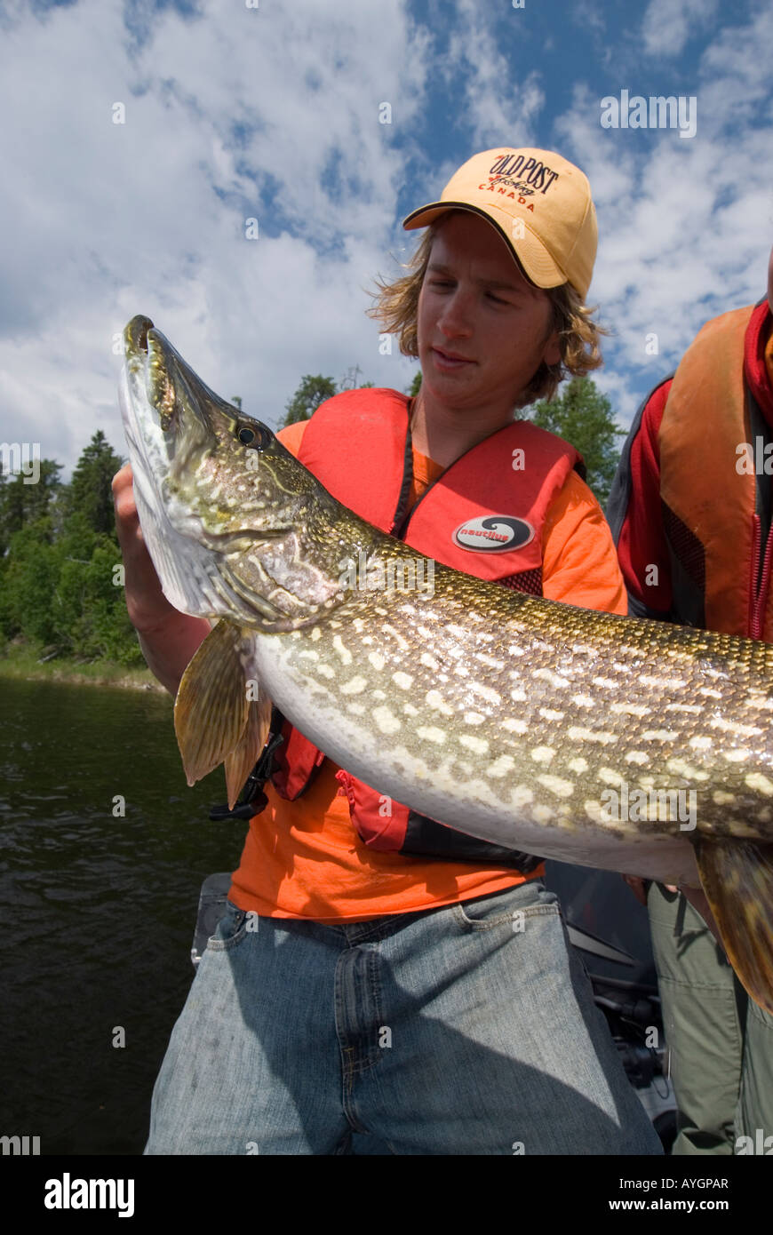 young man holding big pike Stock Photo - Alamy