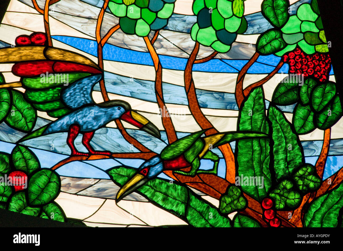 Beautiful bright stained glass window detail in ceiling Stock Photo - Alamy