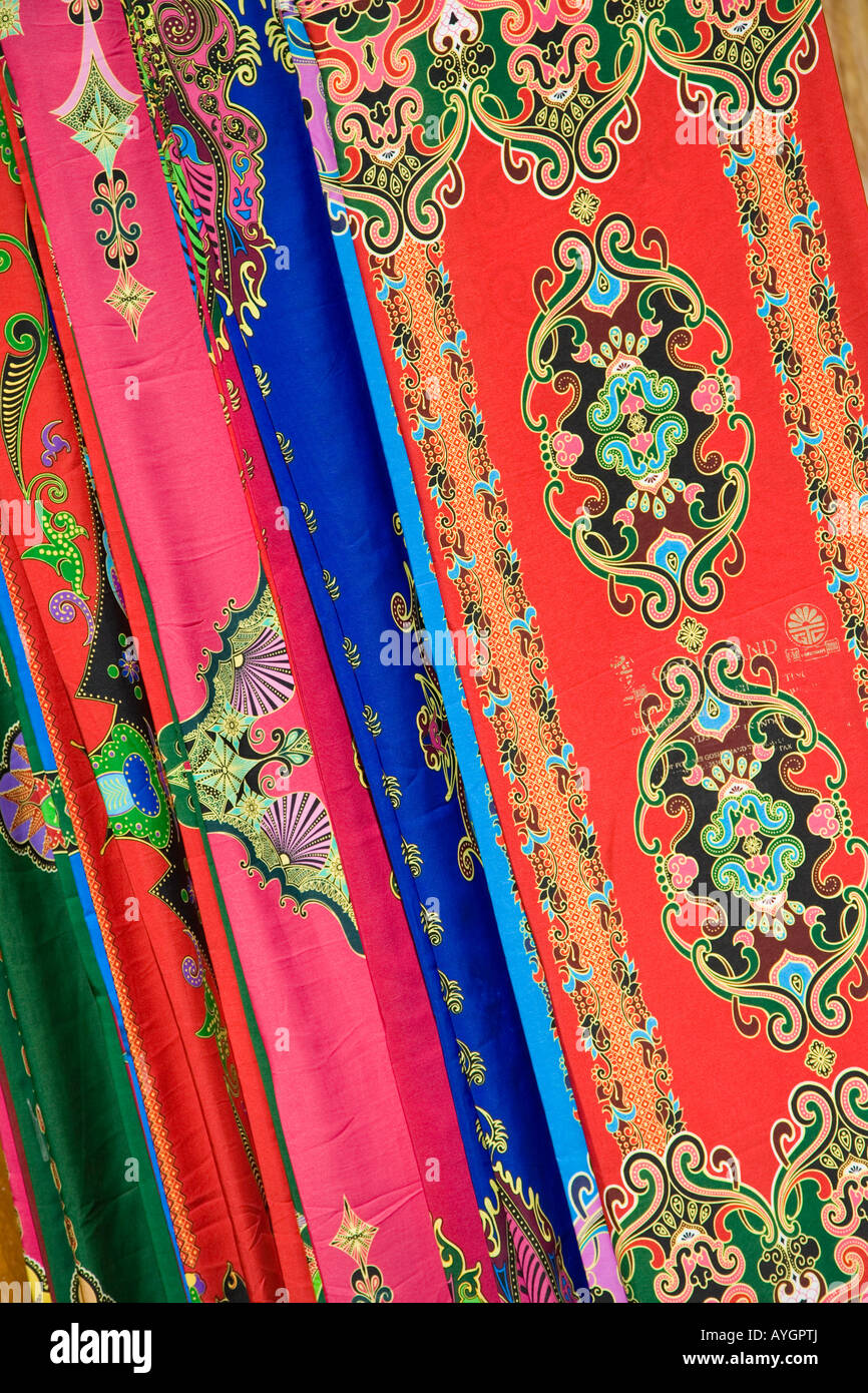 Colourful Textiles at a Market in the Old Souk, Dubai, UAE Stock Photo ...