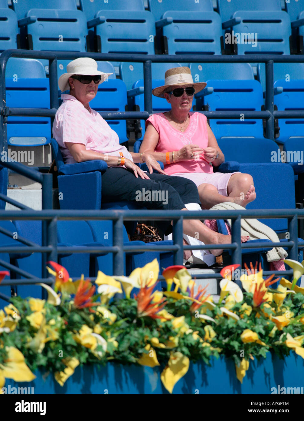 Two lady Spectators at the dubai Duty Free Tennis Tournament, Dubai ...