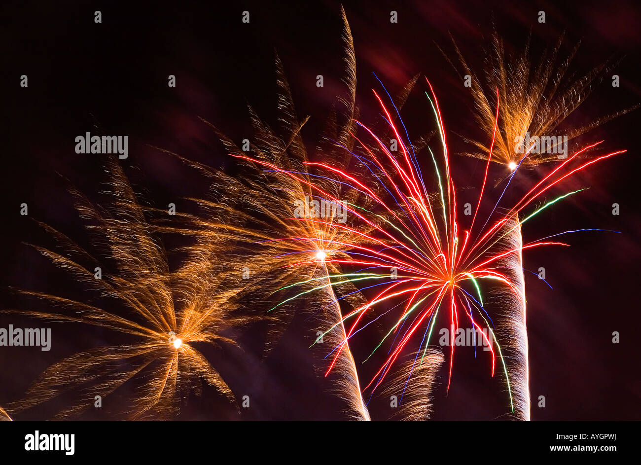 Round table firework display 2007, Exmouth, Devon Stock Photo - Alamy