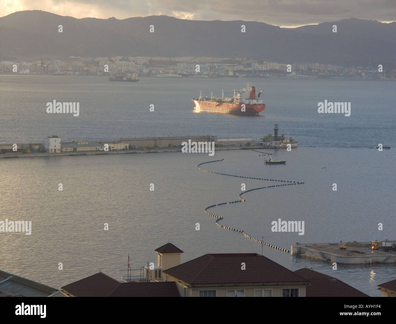 Dusk over the Bay of Gibraltar, boom, shipyard shipyards sunset sunsets ...