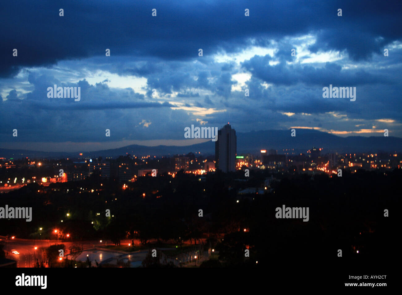 Meskal Sq. and Addis Ababa at night from the United Nations Economic ...
