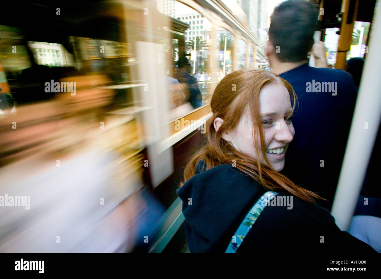 Riding the San Francisco cable cars Stock Photo - Alamy