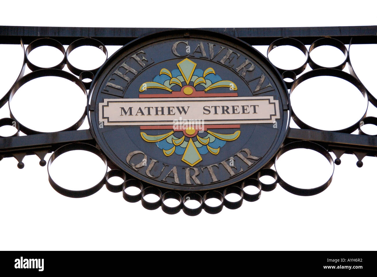 The Cavern Quarter Mathew Street overhead sign Liverpool Stock Photo ...