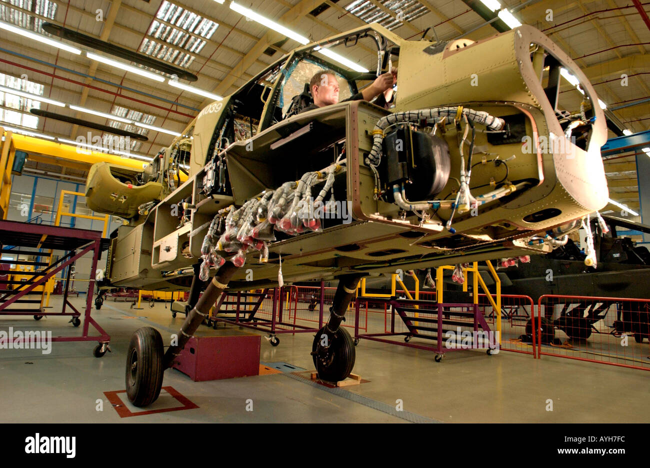 A skilled fitter at the Westland Helicopter Factory Yeovil Somerset ...