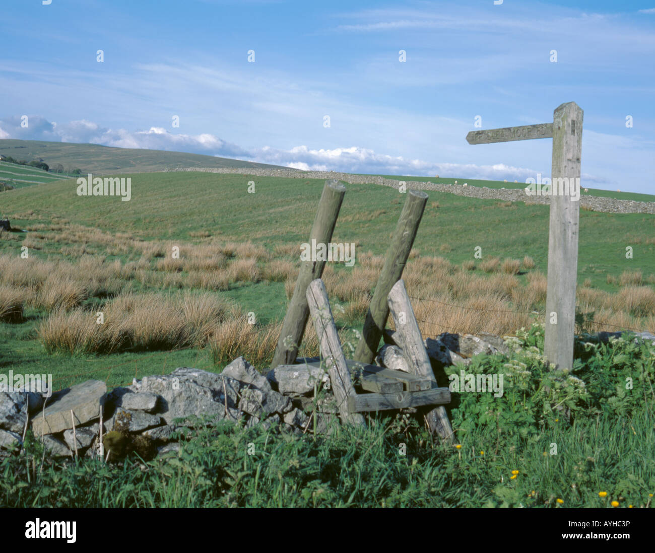 Wooden sign post on moorland hi-res stock photography and images - Alamy