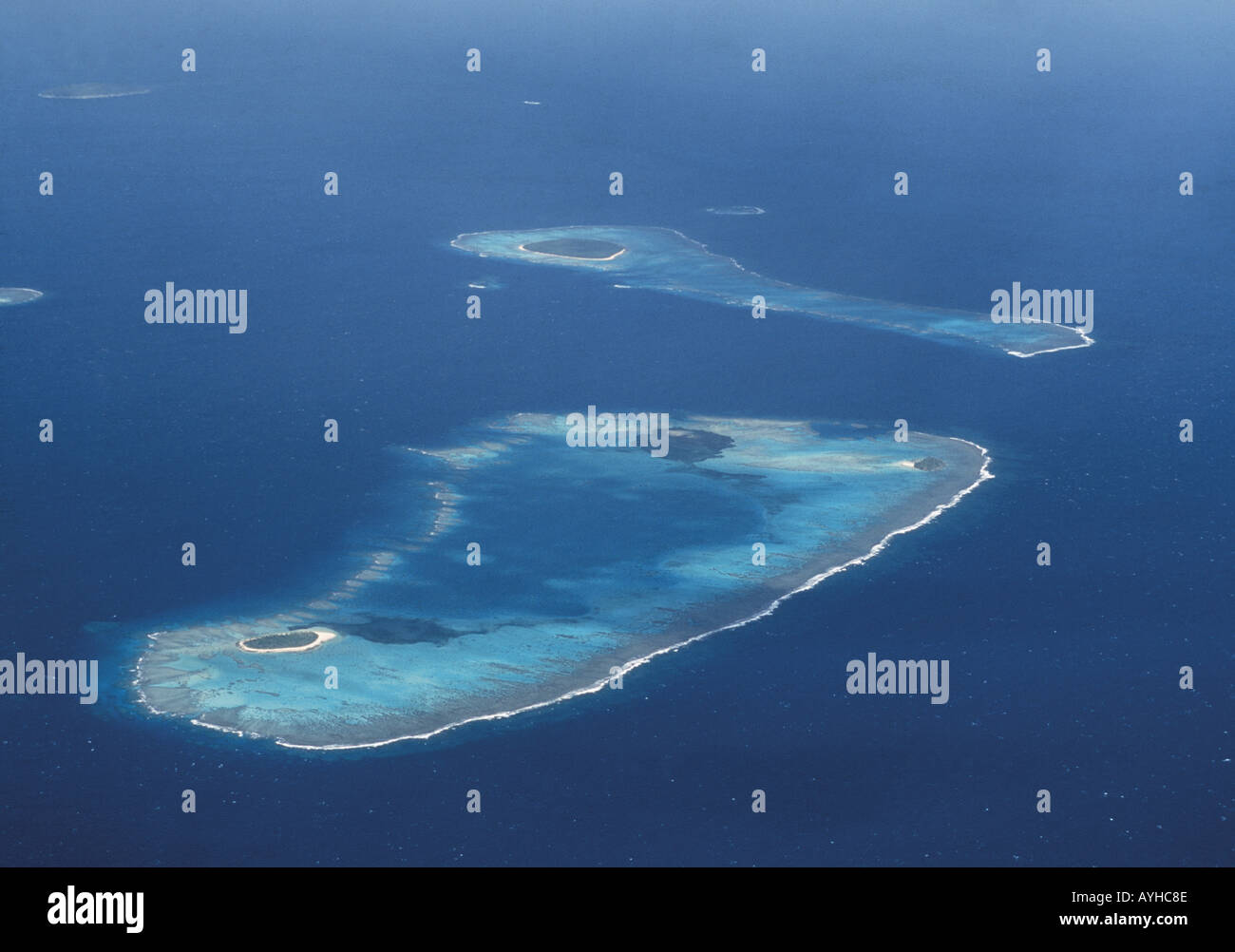 Aerial view of coral reefs and atoll islands Stock Photo - Alamy