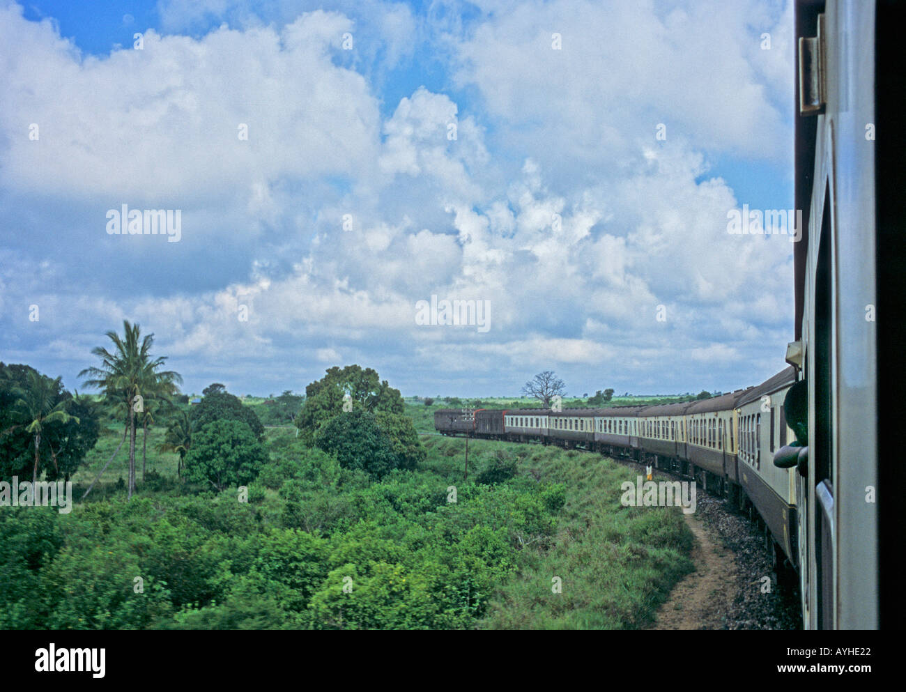 AFRICA KENYA Kenyan Railways train from Nairobi to Mombasa traveling ...